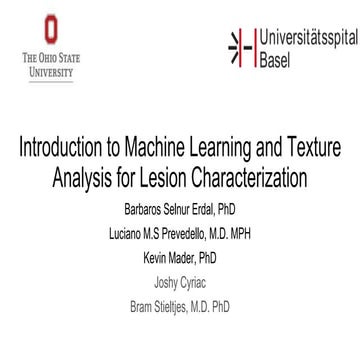 Introduction to Machine Learning and Texture Analysis for Lesion ...