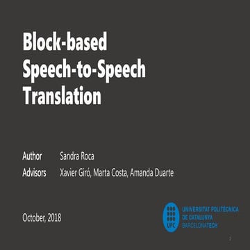 Block-based Speech to Speech Translation | PPTX