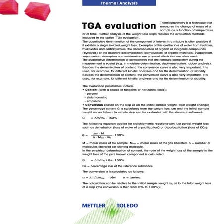 Tga evaluation mettler toledo | PDF