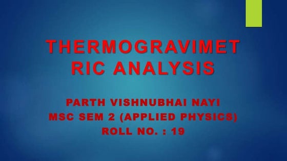 Thermogravimetry Analysis (TGA) | PDF