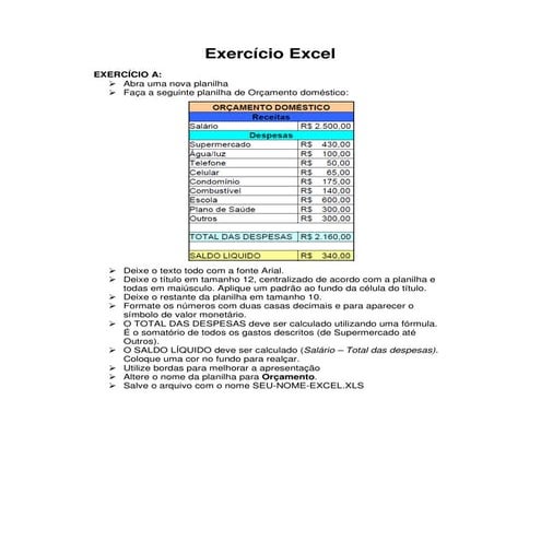 Tgi070 exercicio excel | PDF