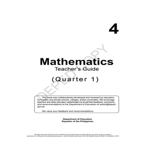 Teacher's Guide in Mathematics 4 | PDF