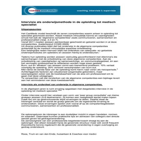 intervisie in de opleiding tot medisch specialist | DOCX | Workshops ...