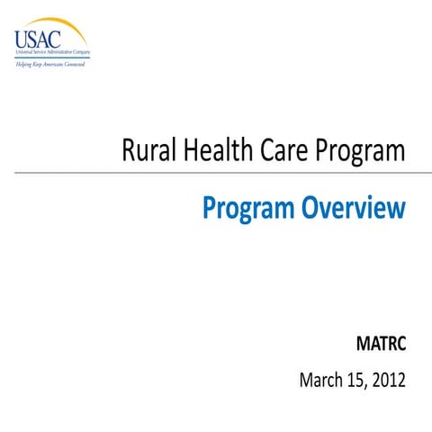 Rural Health Care Program: Program Overview | PDF | Health Insurance ...