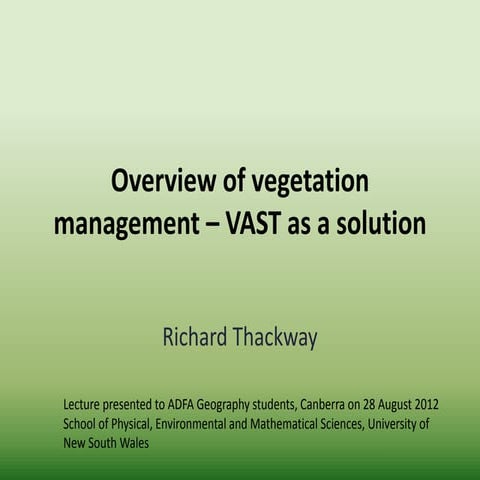 Overview of vegetation management – VAST as a solution | PPTX