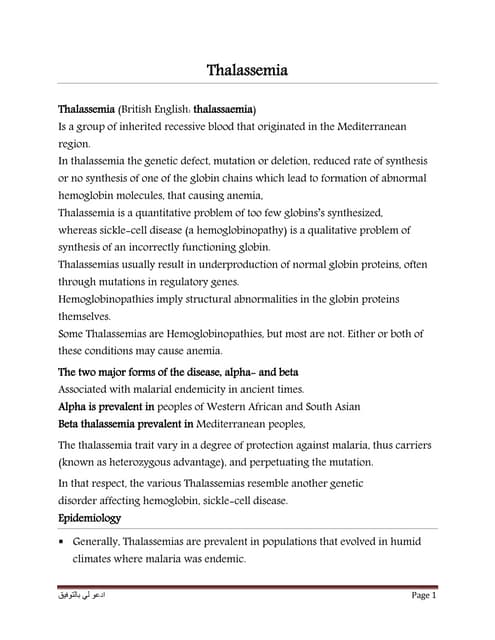 Thalassemia and it's types | PPTX