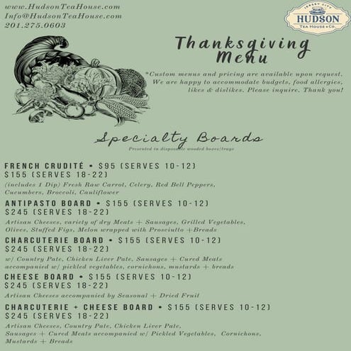 Hudson Tea House & Co. Thanksgiving Menu 2019 | PDF