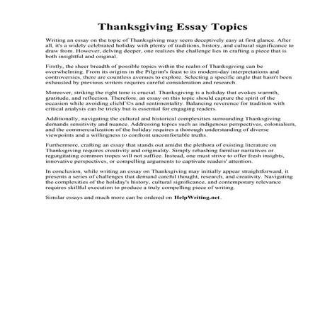 Thanksgiving Essay Topics. Writing Prompts for Kids about Thanksgiving ...