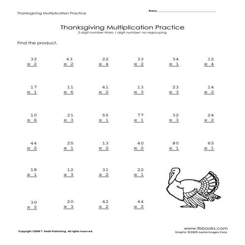 Thanksgivingmultiplicationpractice1 | PDF