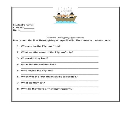 Thanksgiving questionnaire | DOCX