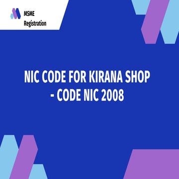 Code NIC 2008 - NIC Code For Kirana Shop | PDF