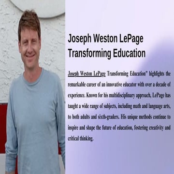 Joseph Weston LePage: Championing Innovation in the Classroom | PDF