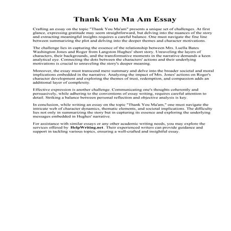 Thank You Ma Am Essay | PDF