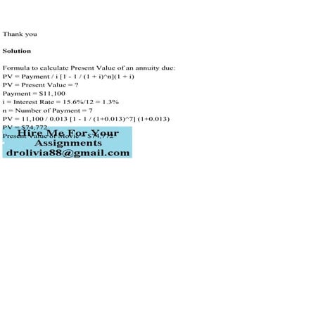 Thank youSolutionFormula to calculate Present Value of an .pdf | Stocks and Bonds | Personal ...