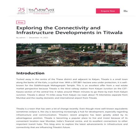Connecting Communities: Titwala's Infrastructure Evolution | PDF
