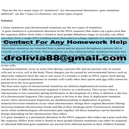 That are the two major types of mutations are chromosomal aber.pdf