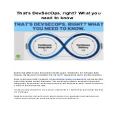 That's DevSecOps, right? What you need to know. | PDF
