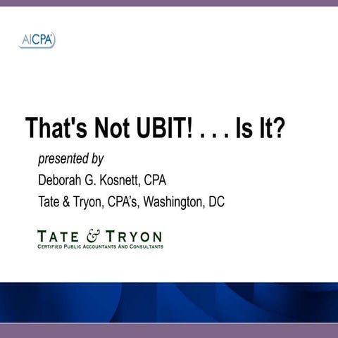 Unrelated Business Income Tax (UBIT) | PDF