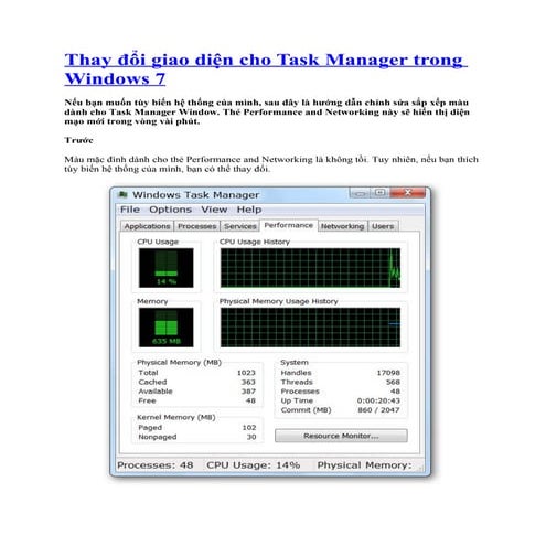 Thay đổi giao diện cho task manager trong windows 7 | PDF
