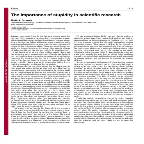 The importance of stupidity in scientific research | PDF