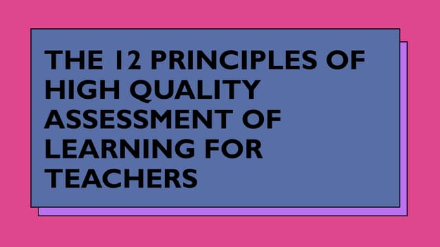 Principles of high quality assessment | PDF