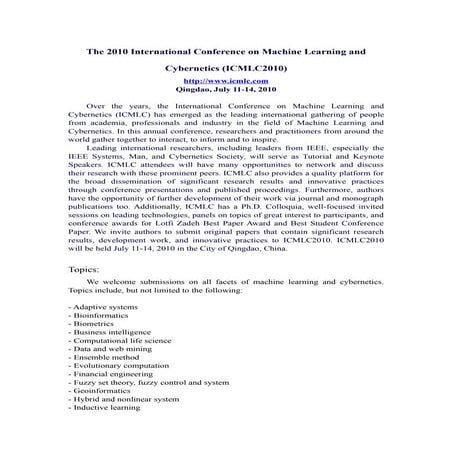 The 2010 International Conference on Machine Learning and ... | DOC