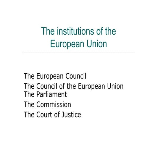 The institutions of the european union | PPT