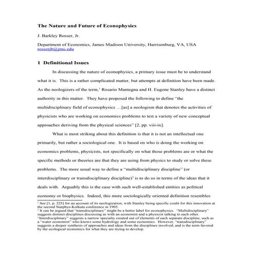 The nature and future of econophysics | DOC