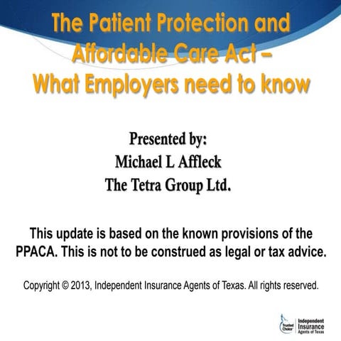 The patient protection and affordable care act – what employers need to ...