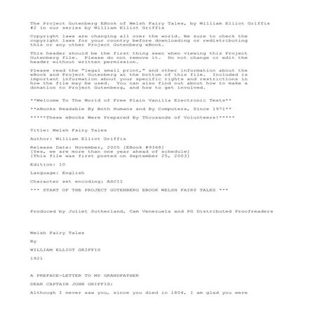 The project gutenberg e book of welsh fairy tales, by william elliot ...