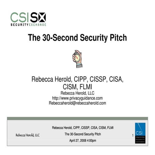 The 30-Second Security Pitch | PDF