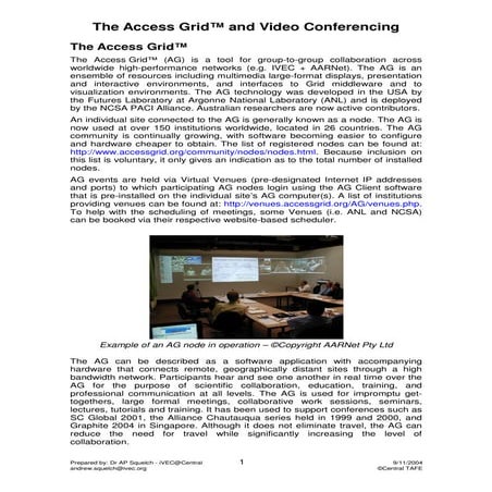 The Access Grid™ And Video Conferencing Pdf