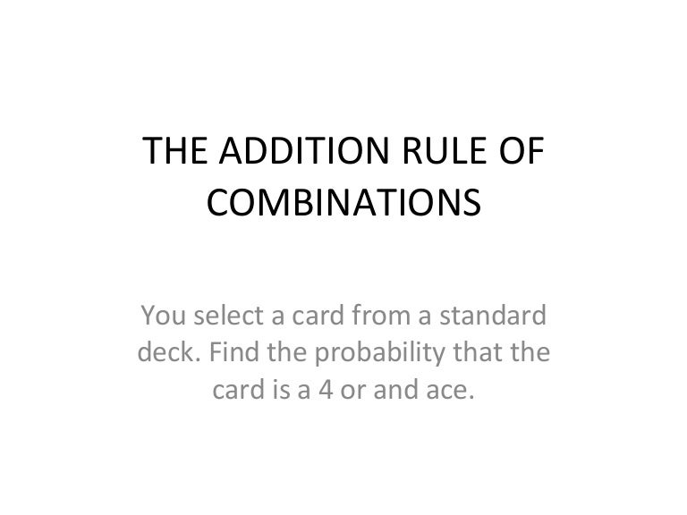 The Addition Rule Of Combinations