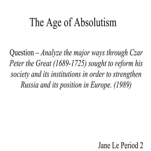 The Age Of Absolutism Frq Presentation 2 | PPT
