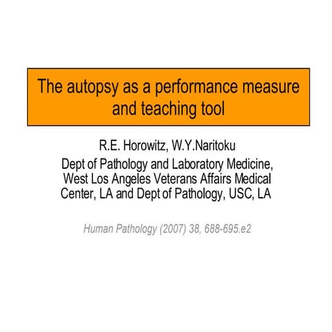 The Autopsy as a performance and teaching tool | PPT