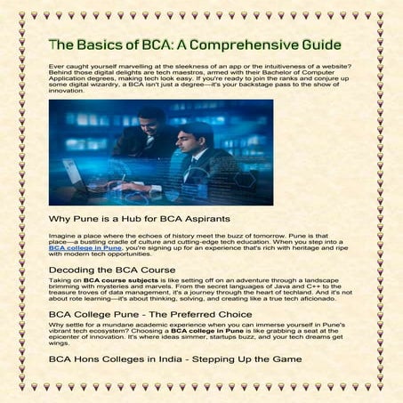 The Basics of BCA: A Comprehensive Guide | DOCX