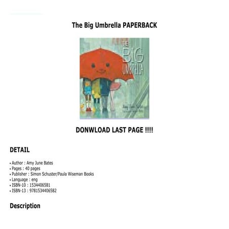 The Big Umbrella PAPERBACK | PDF