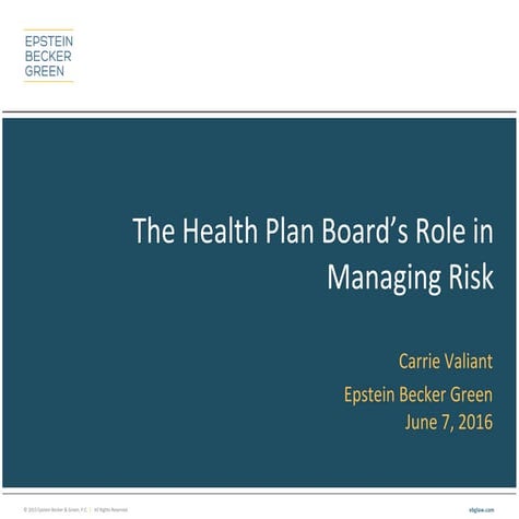 The Health Plan Board’s Role in Managing Risk | PDF | Healthcare ...