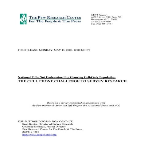 The Cell Phone Challenge To Survey Research | PPT