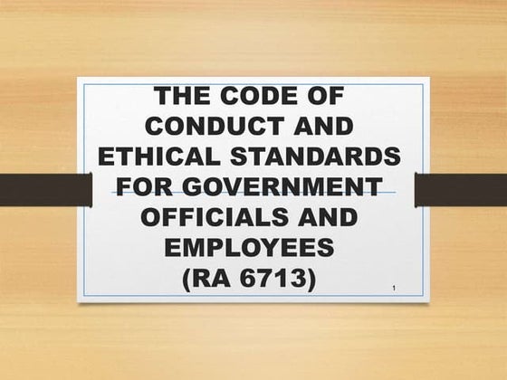 Code of Conduct and Ethical Standards of Public Officials and Employees ...