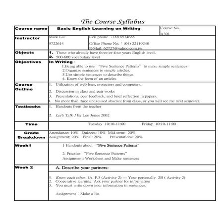 The Course Syllabus Mark | PDF