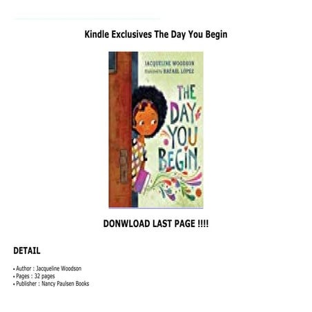 Kindle Exclusives The Day You Begin | PDF