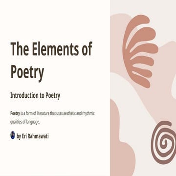 Poetry and Its Elements English 9 Quarter 2 | PPTX