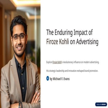 The Role of Firoze Kohli in Modern Advertising and Brand Promotion | PPT