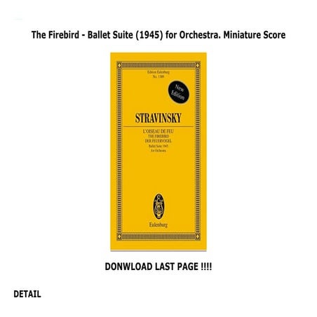 The Firebird - Ballet Suite (1945) for Orchestra. Miniature Score | PDF