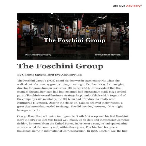The Foschini Group - 3rd Eye Advisory | PDF