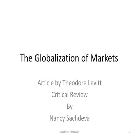 The Globalization Of Markets Critical Review | PDF