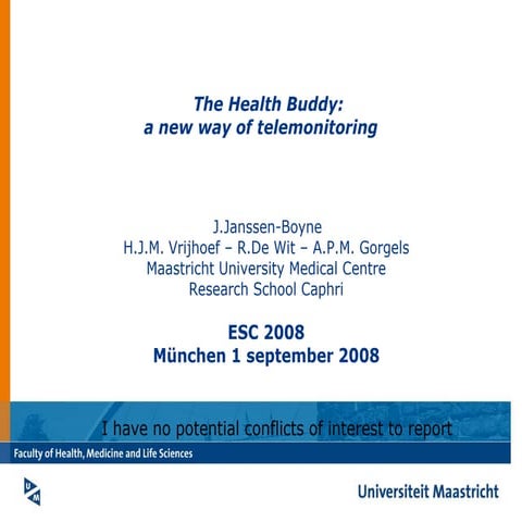 The Health Buddy: a new way of telemonitoring | PDF | Medical Health