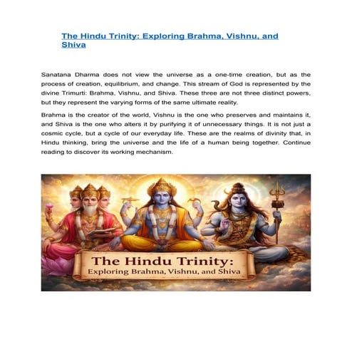 The Hindu Trinity: Exploring Brahma, Vishnu, and Shiva | PPT