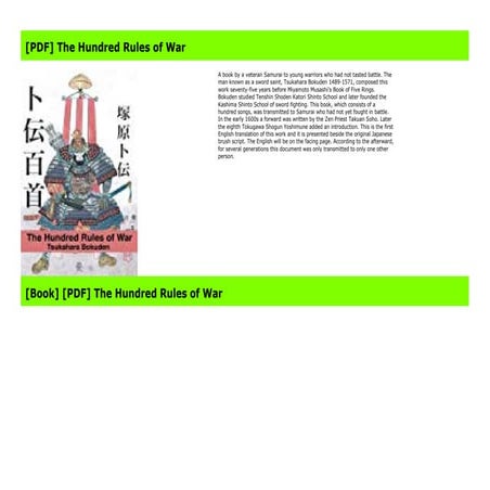 [PDF] The Hundred Rules of War | PDF | Death, Injury, or Military Conflict | Sensitive Topics